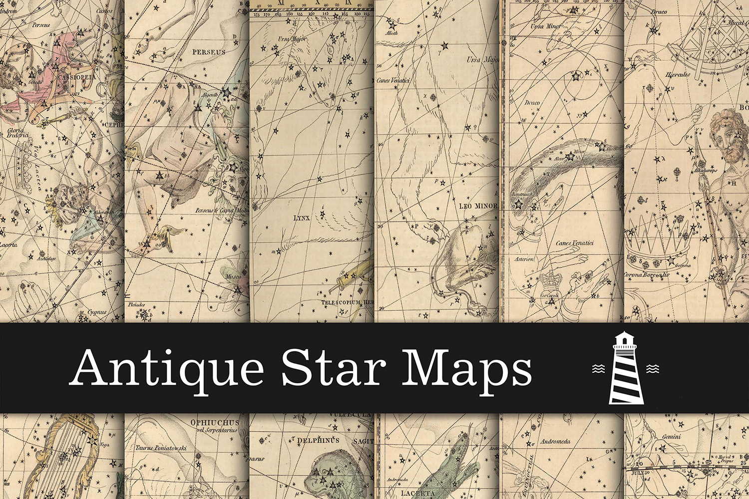 Vintage Star Maps Digital Paper, Astronomy Papers