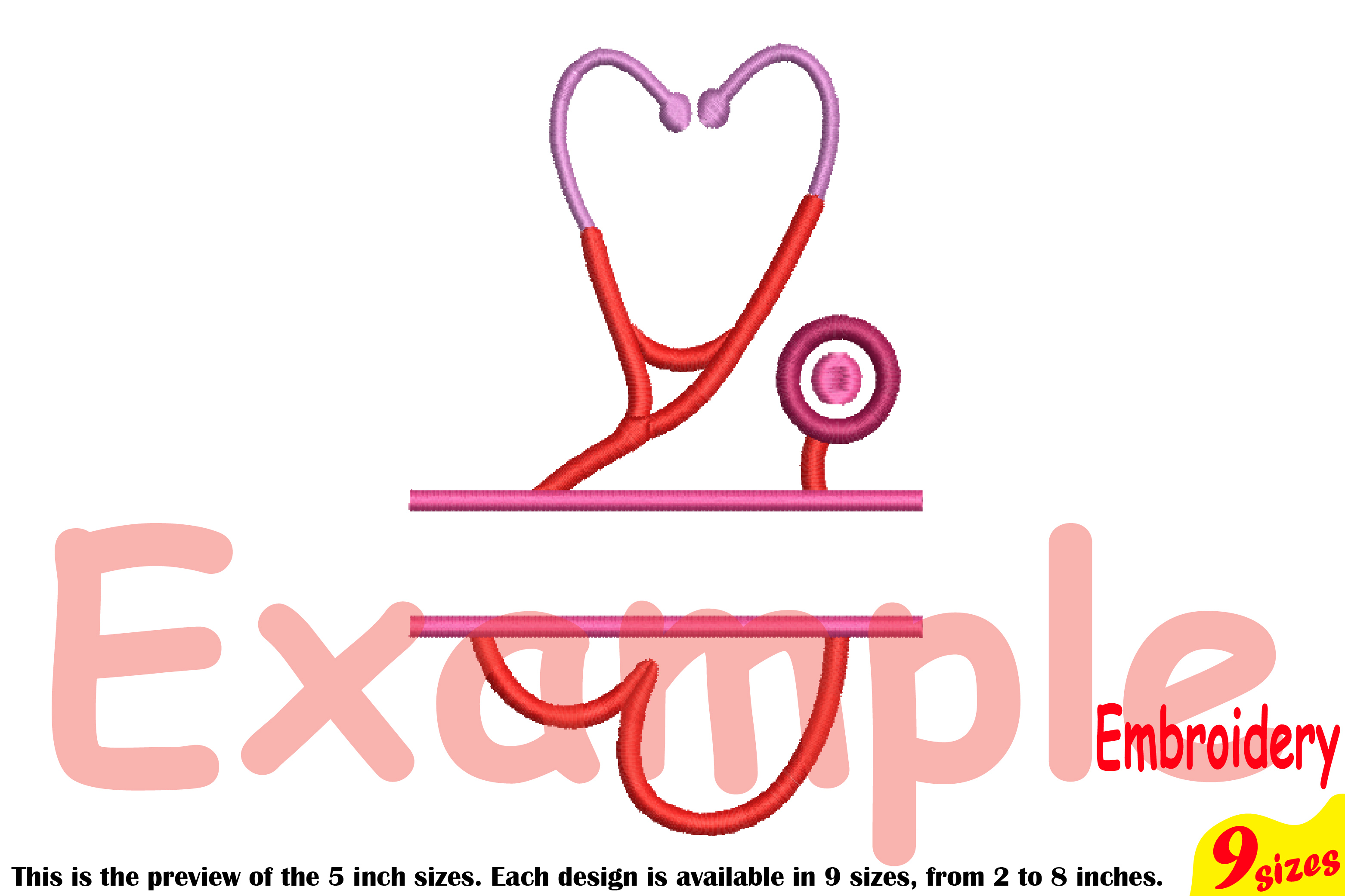 Split Stethoscope Heart Embroidery Design Machine Instant Download ...