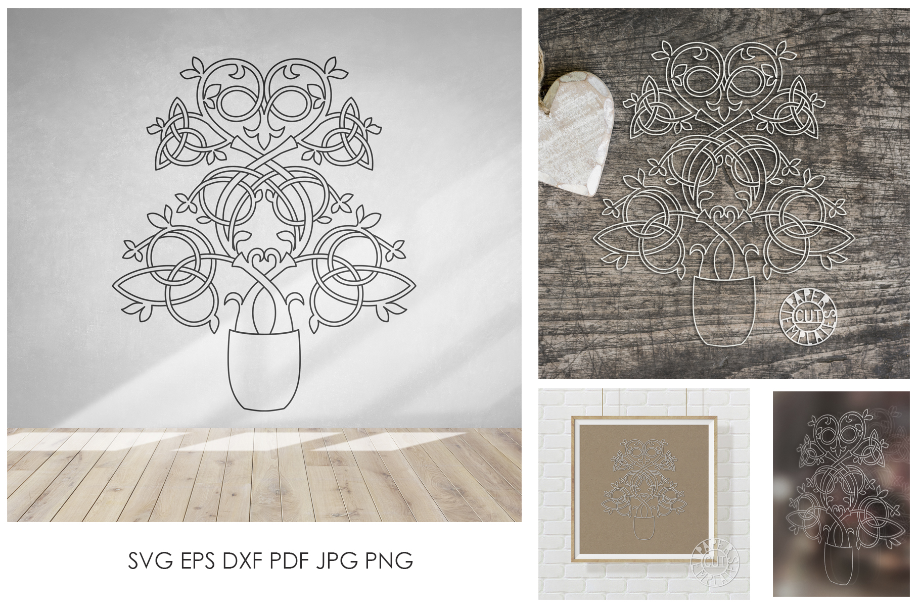 SVG celtic tree of life for laser cutting. Irish stencil.