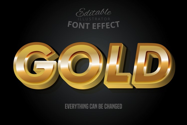20 Golden illustrator editable text effects bundle