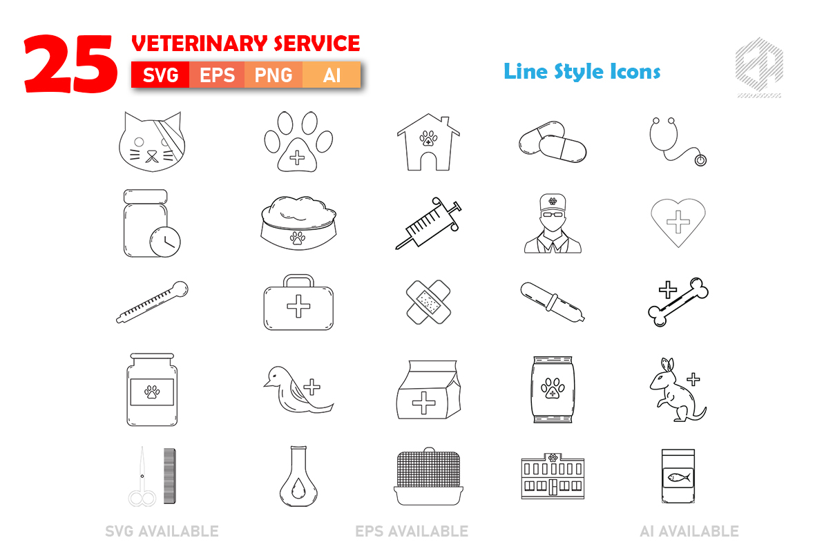 25 Veterinary Service Icons