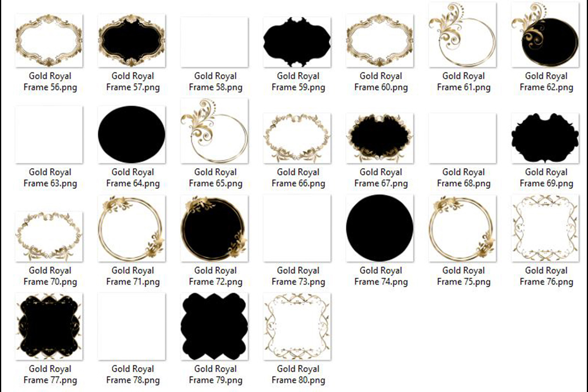 80 Luxury Gold, Black, White Antique Royal Labels Frames