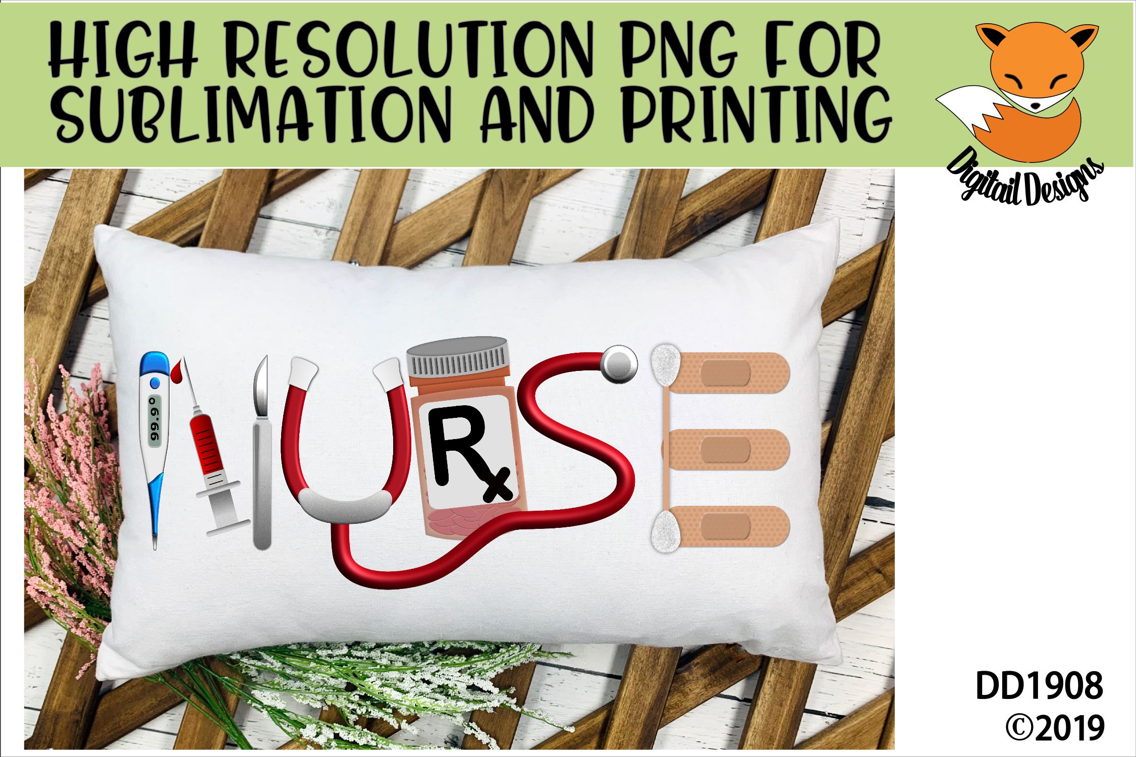 Nurse Word Art Sublimation