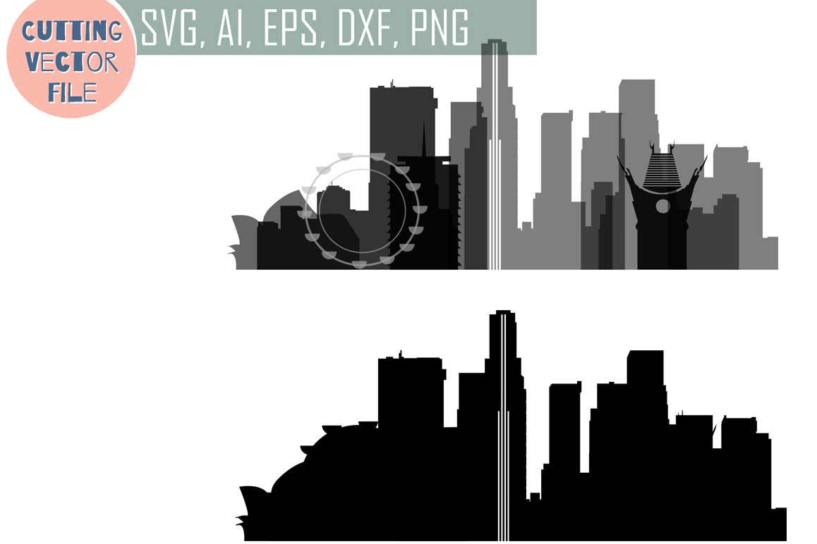 Los Angeles Vector, California Skyline USA city, SVG, JPG, PNG, DWG ...