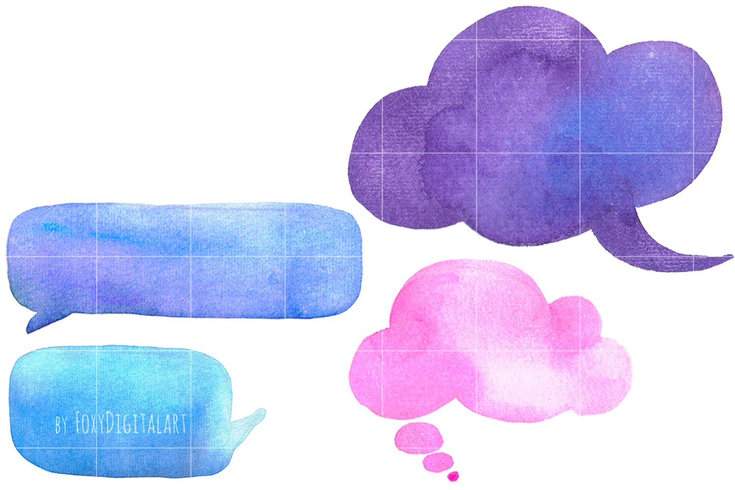 Watercolor Speech Bubbles Clipart Hand Painted