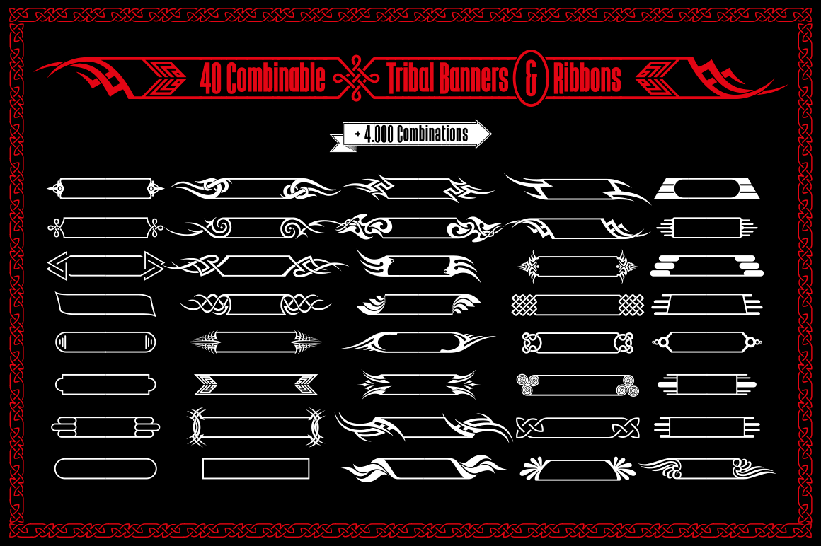 Tribal Banners, Frames & Ribbons