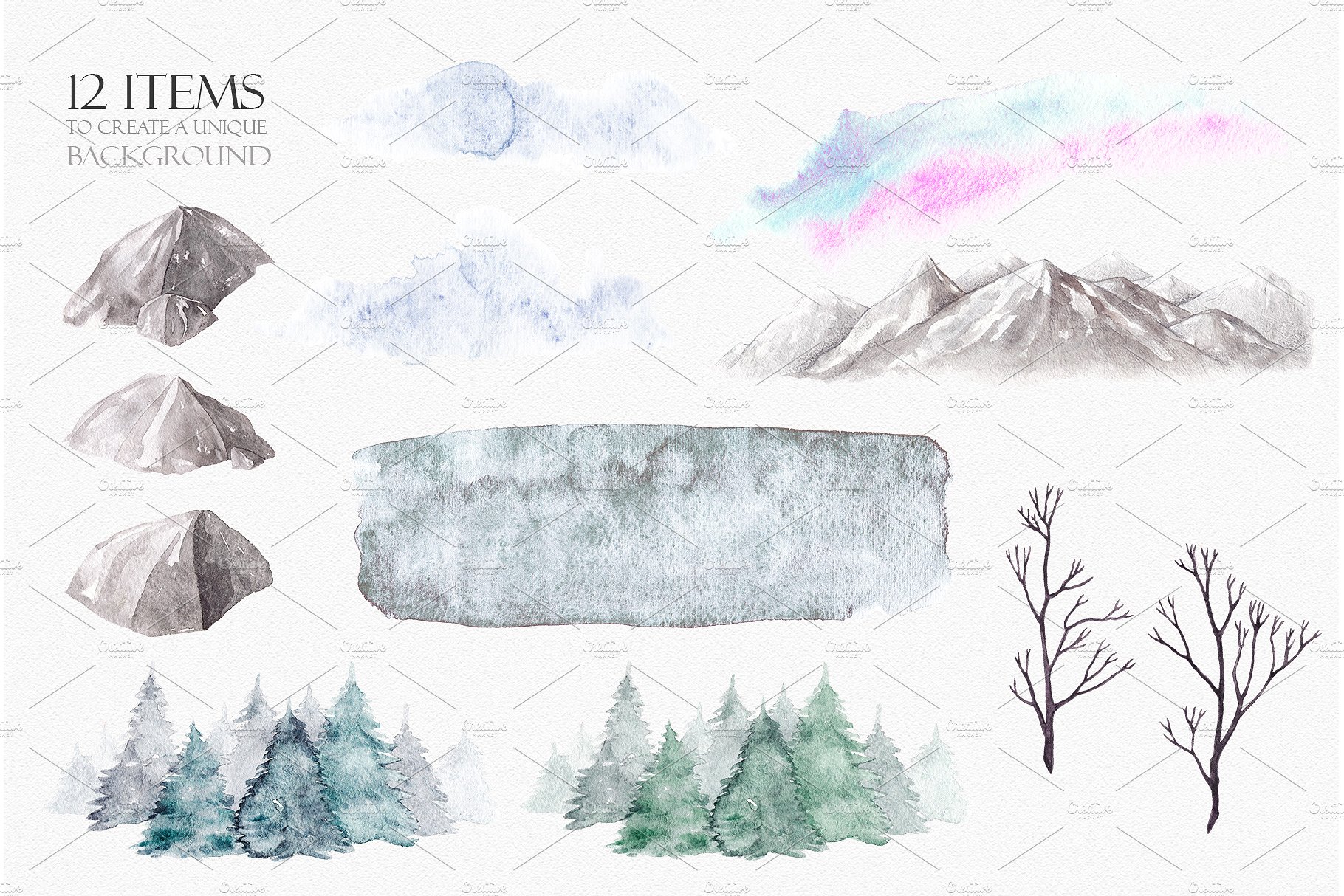 ARCTIC ANIMALS watercolor set PART 1 (176785) | Illustrations | Design ...