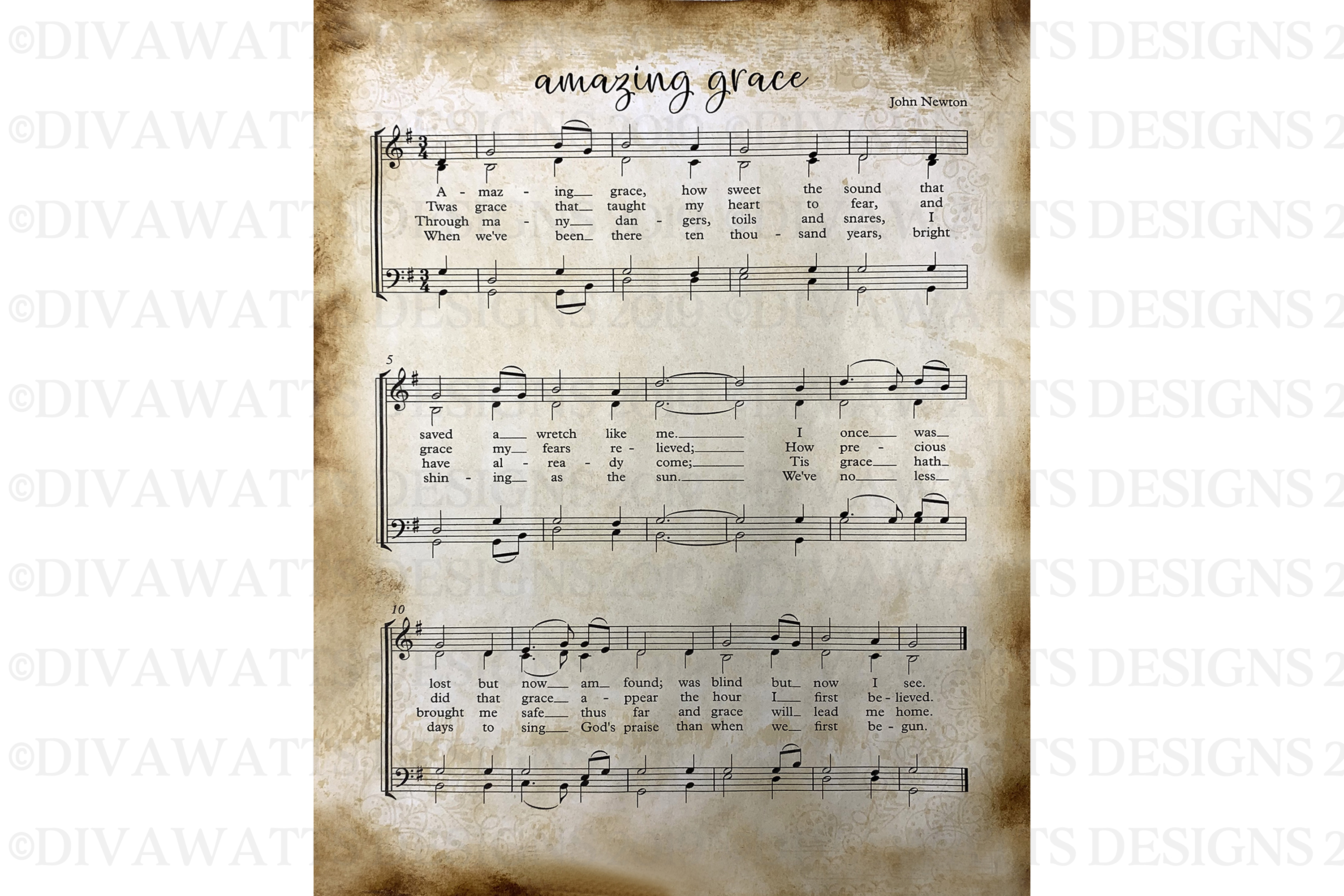 Printable - Set of 3 Christian Hymn Sheet Music Songs Art