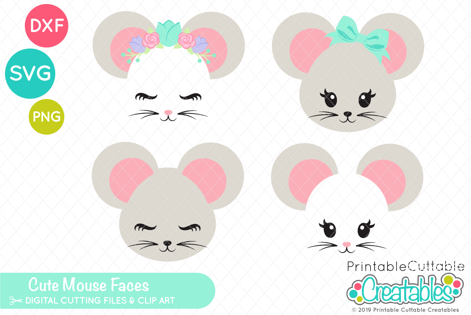 Cute Mouse Faces SVG Set (262001) | SVGs | Design Bundles