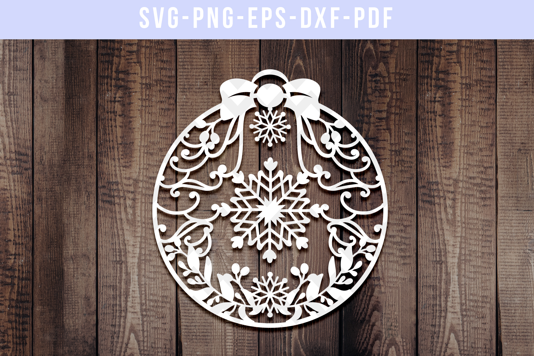 Christmas Bauble Papercut Template, Snowflake Ornament, SVG (260540 ...