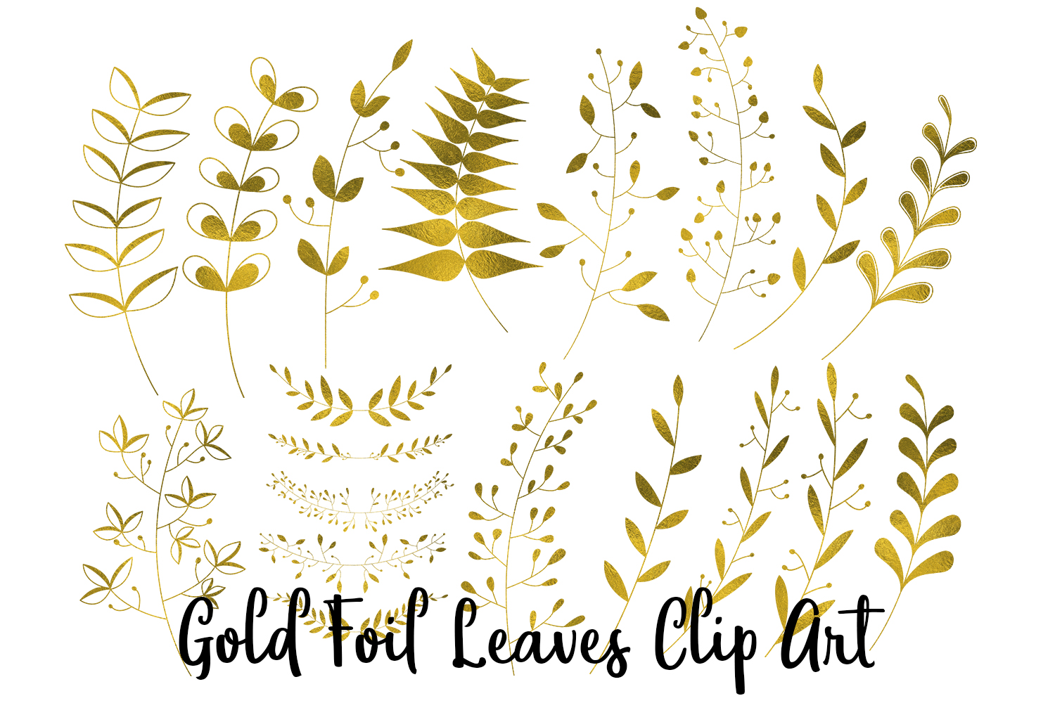 Gold Foil Leaves Clip Art