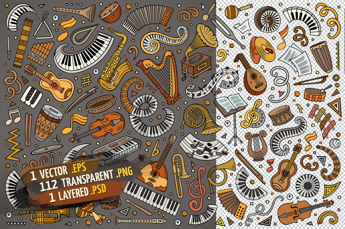Classic Music Objects Set (88124) | Illustrations | Design Bundles