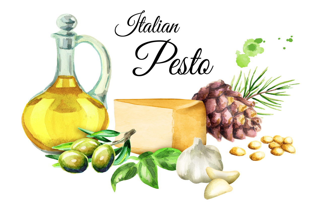 Italian pesto. Watercolor (132806) | Illustrations | Design Bundles