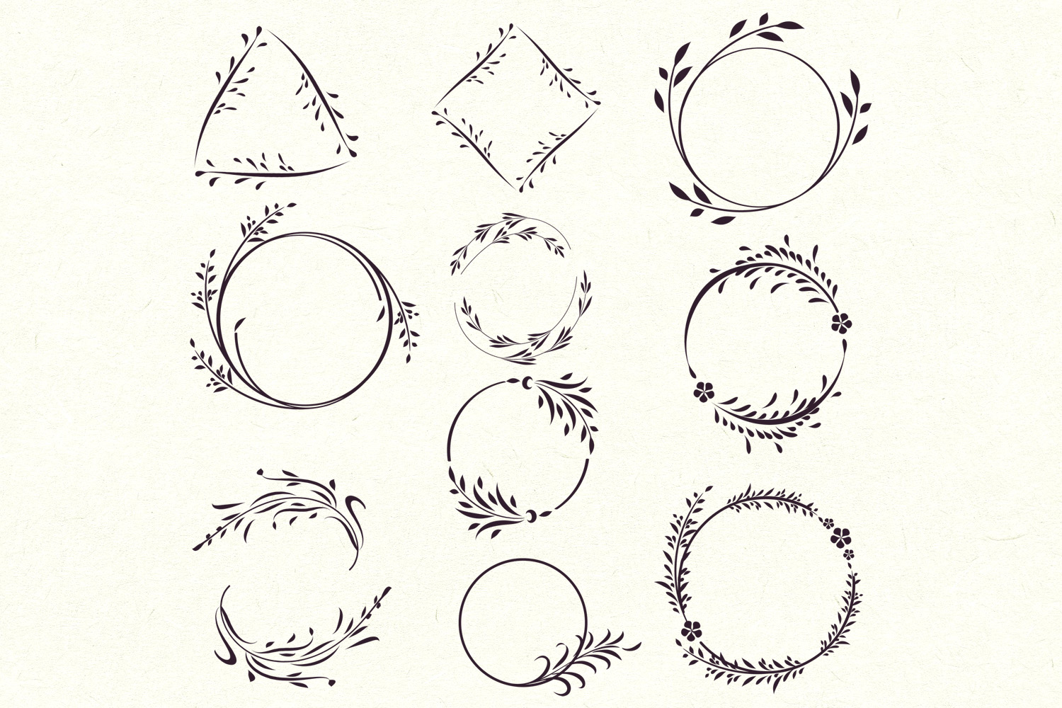 Bundle of vector rustic botanicals, frames and flourishes