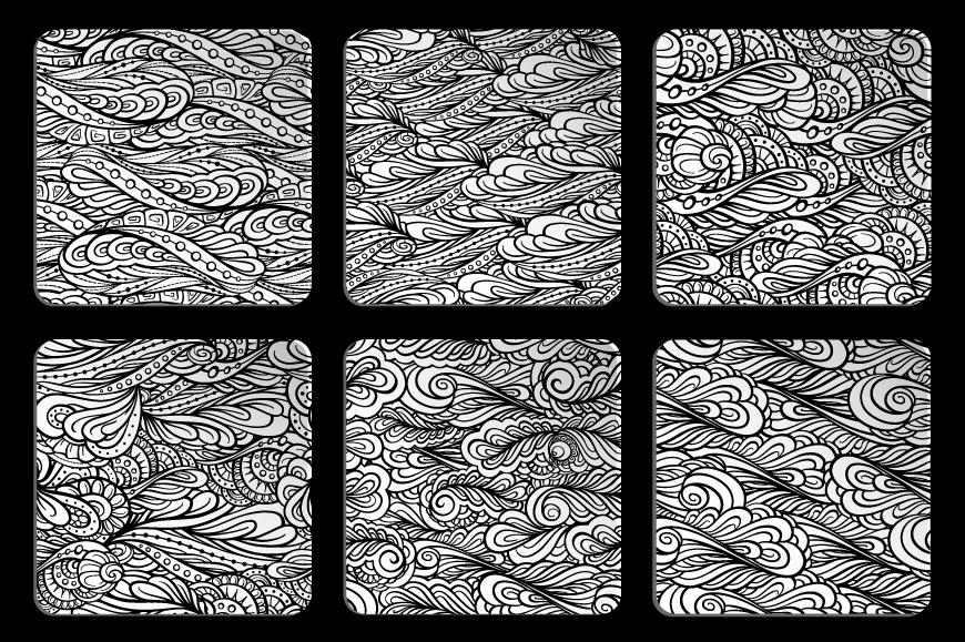 Black and white seamless patterns set