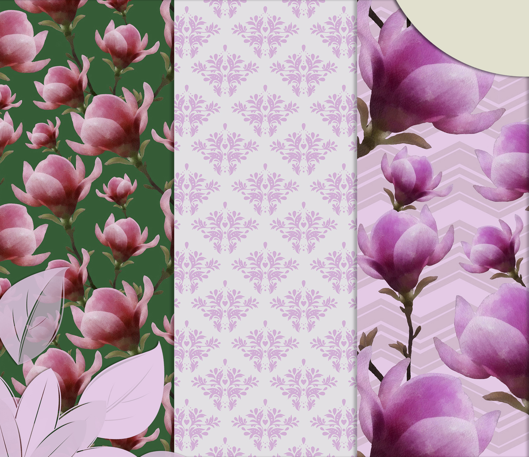 Magnolia bloom, Digital, Watercolor Floral Wedding paper.