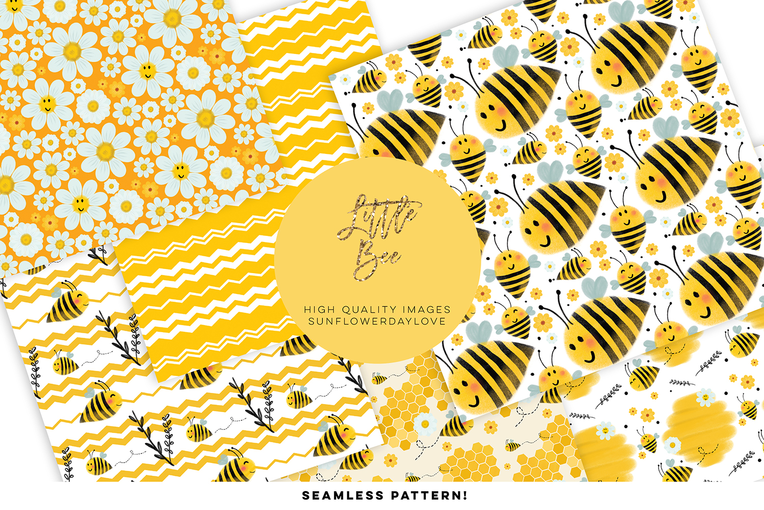 seamless Bee Digital Papers, Bees pattern, Cute bee