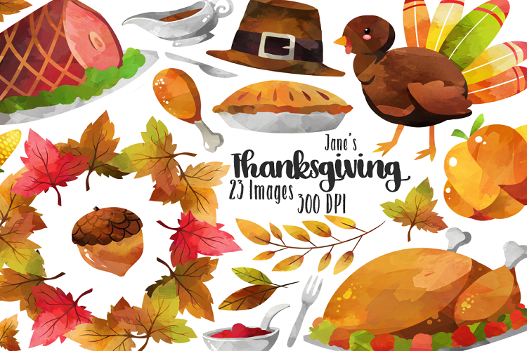 Watercolor Thanksgiving Clipart (237799) | Illustrations | Design Bundles