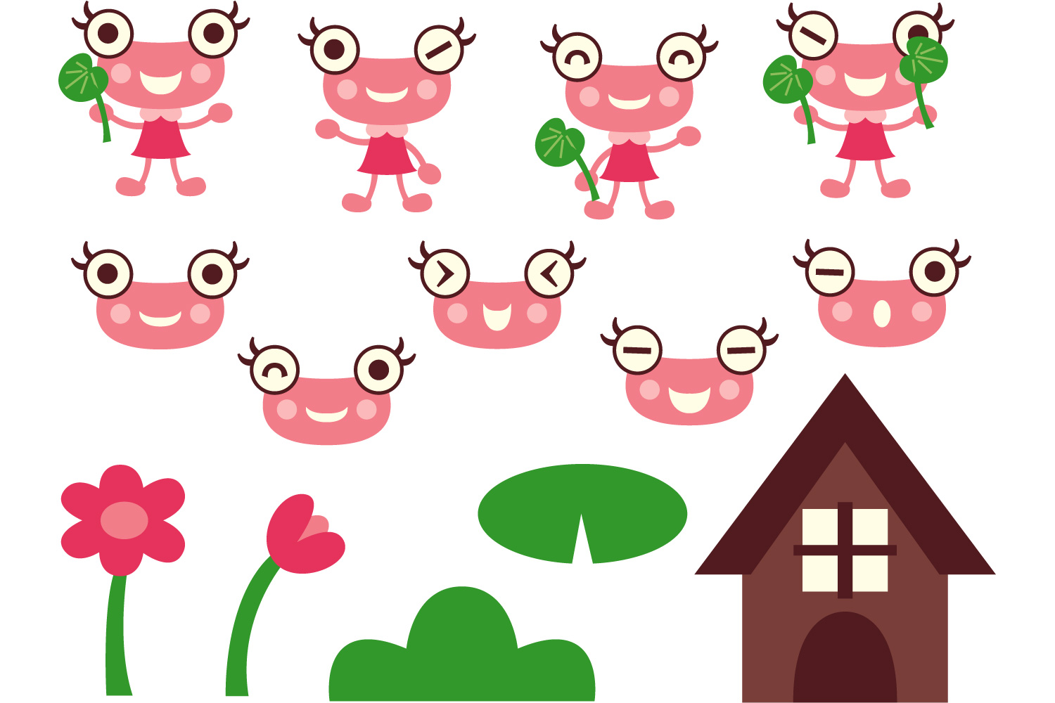 Cute pink frog design graphic illustration (83628) | Illustrations ...