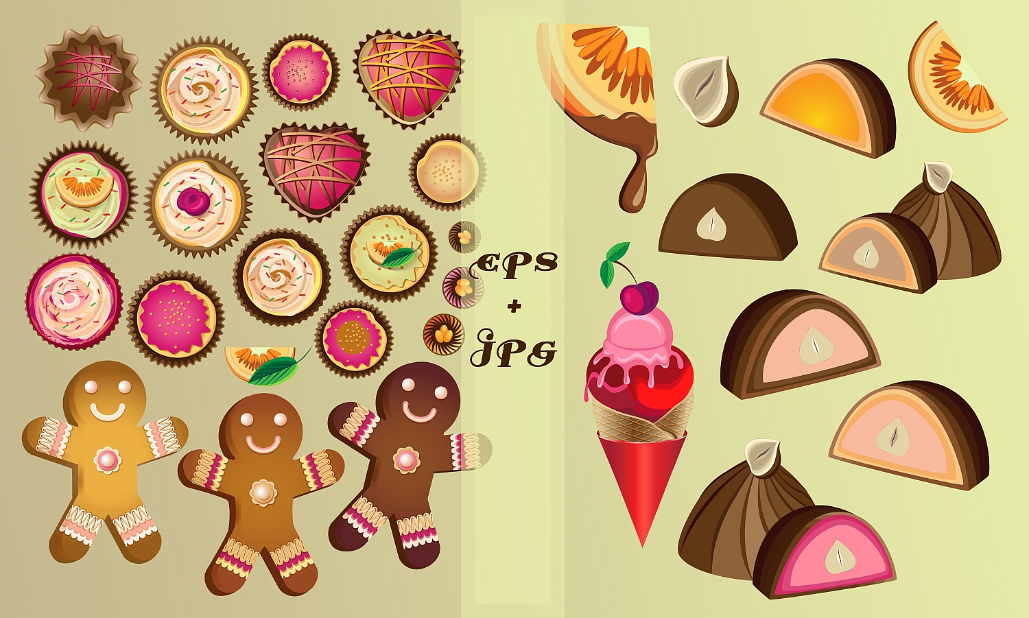 A set of sweet elements (24856) | Objects | Design Bundles