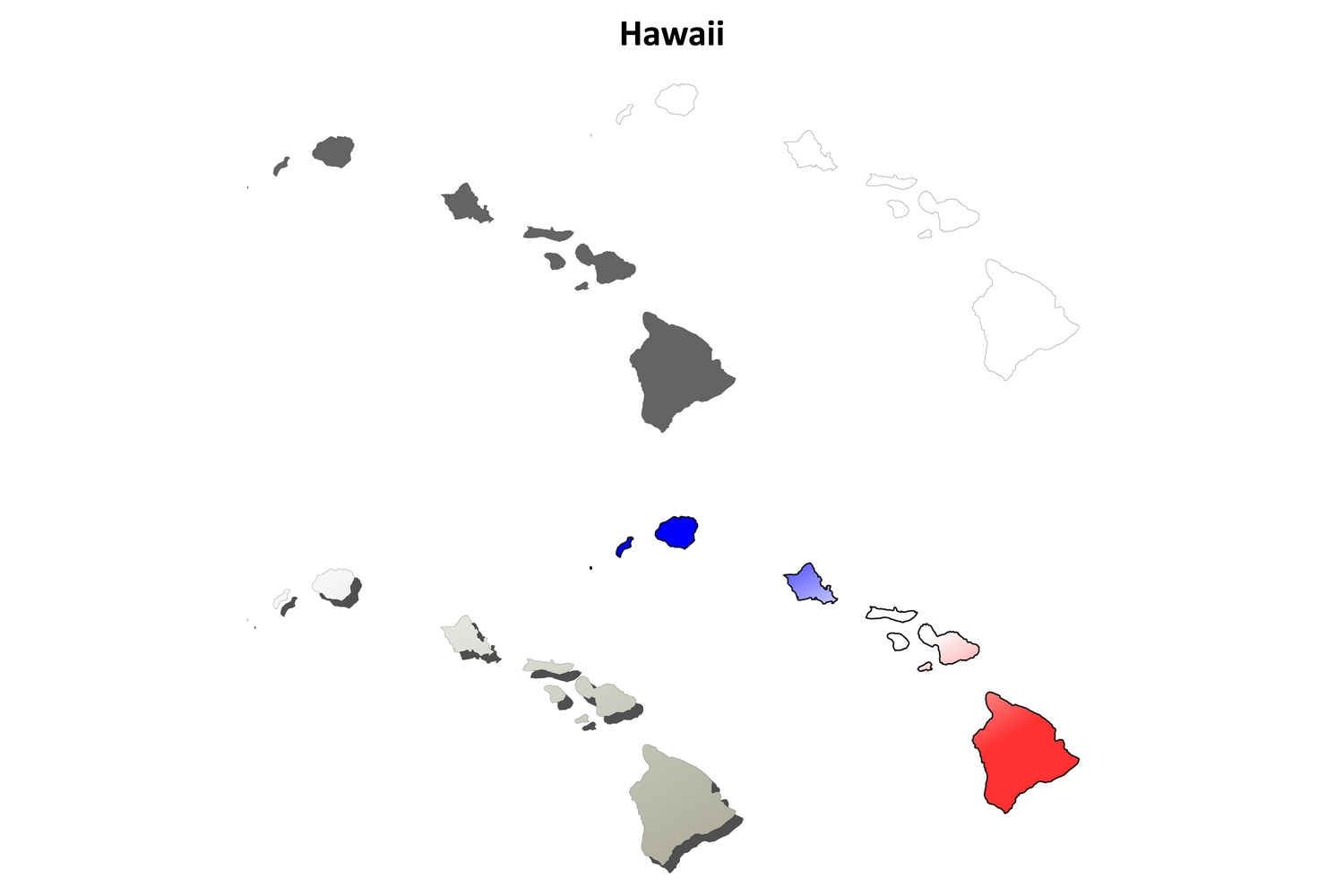 Hawaii outline map set