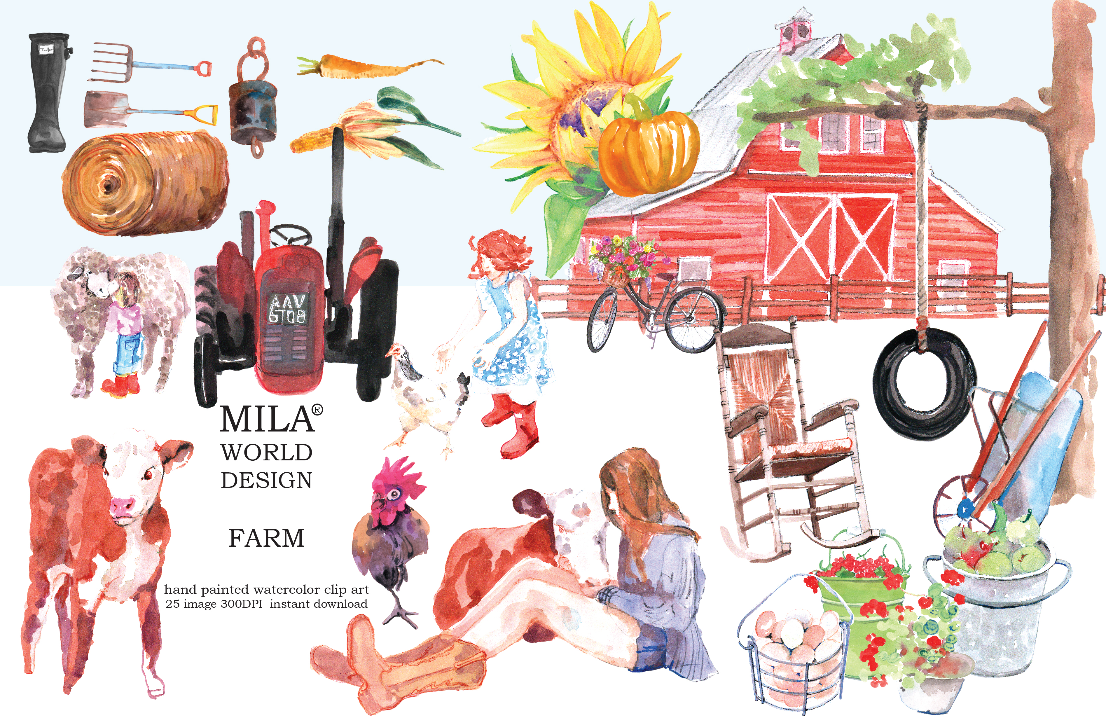 Watercolor Farm clipart