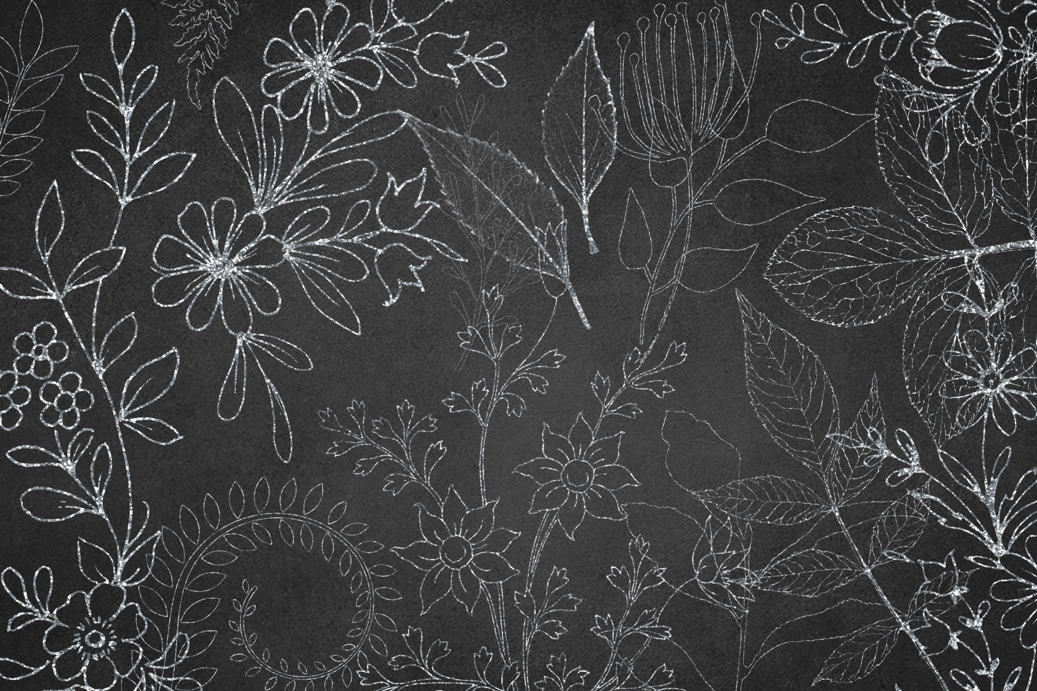 Silver Botanical Outline Elements