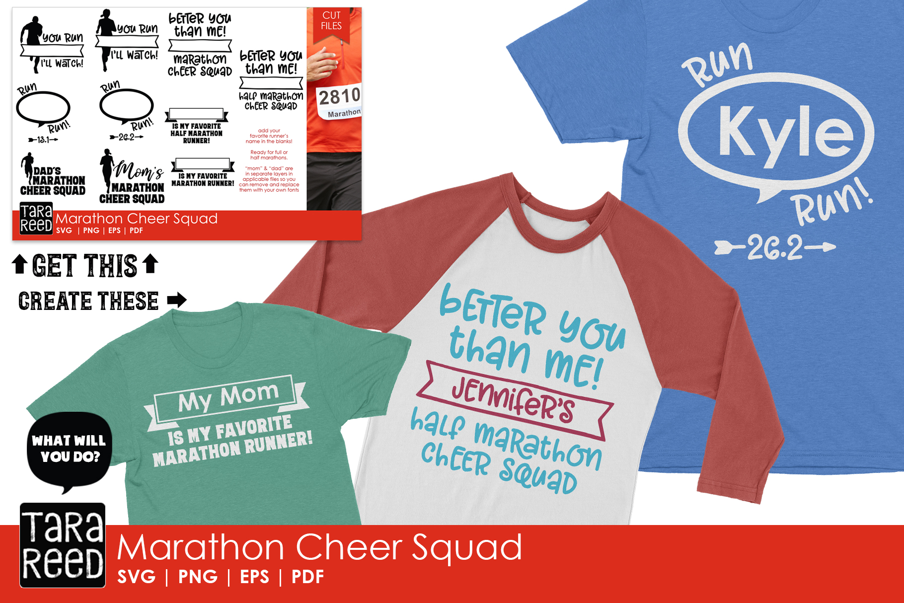 Marathon Cheer Squad - SVG and Cut Files for Crafters (220700) | Cut ...