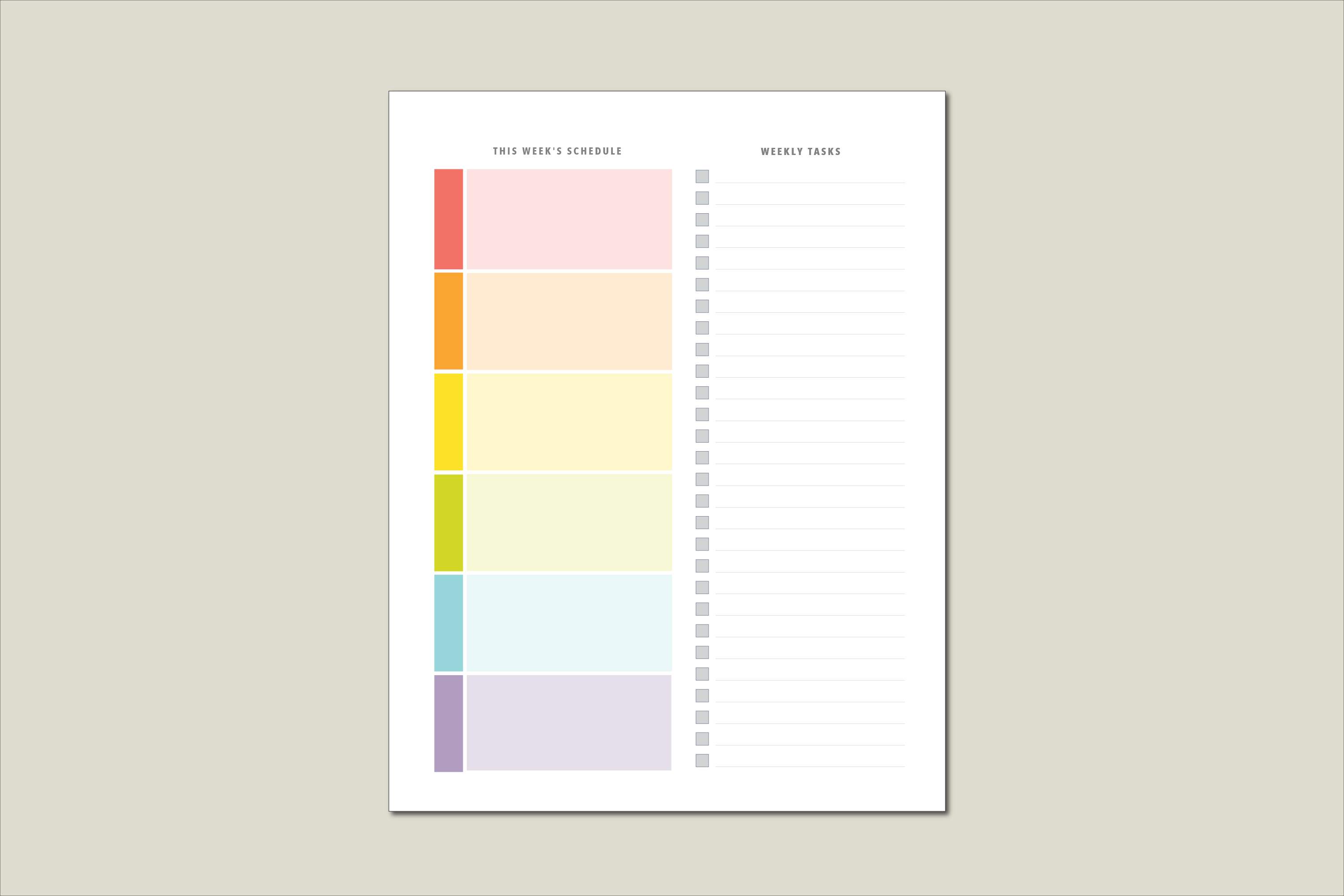 Weekly/Daily Planner Sheet -- Rainbow with To-do list