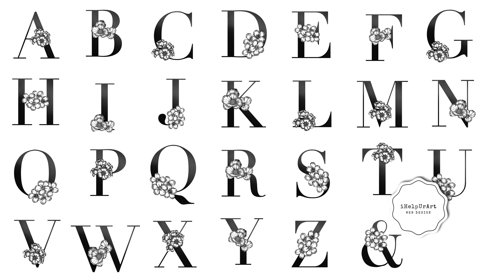 Floral Monogram Letters Clipart (113480) | Monograms | Design Bundles