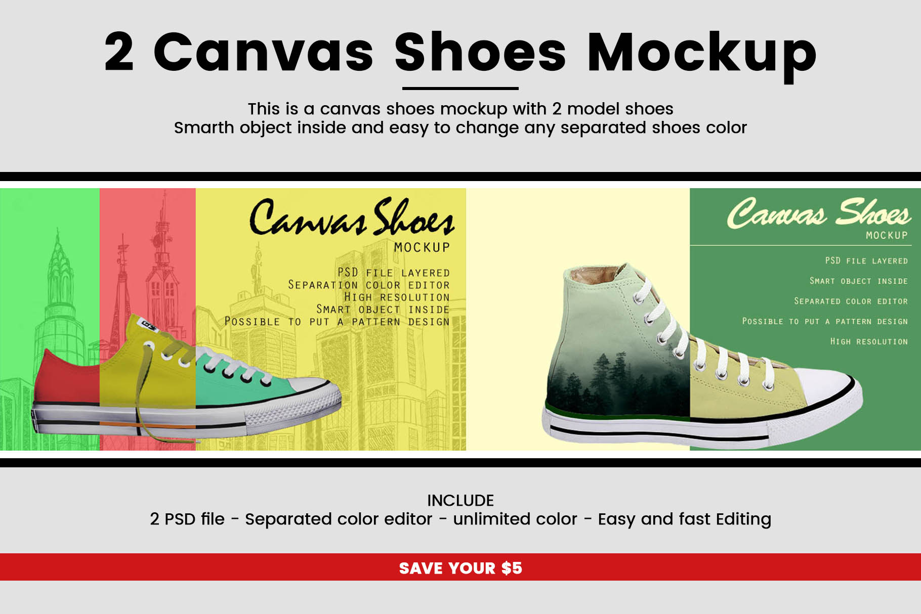 2 Canvas Shoes Mockup