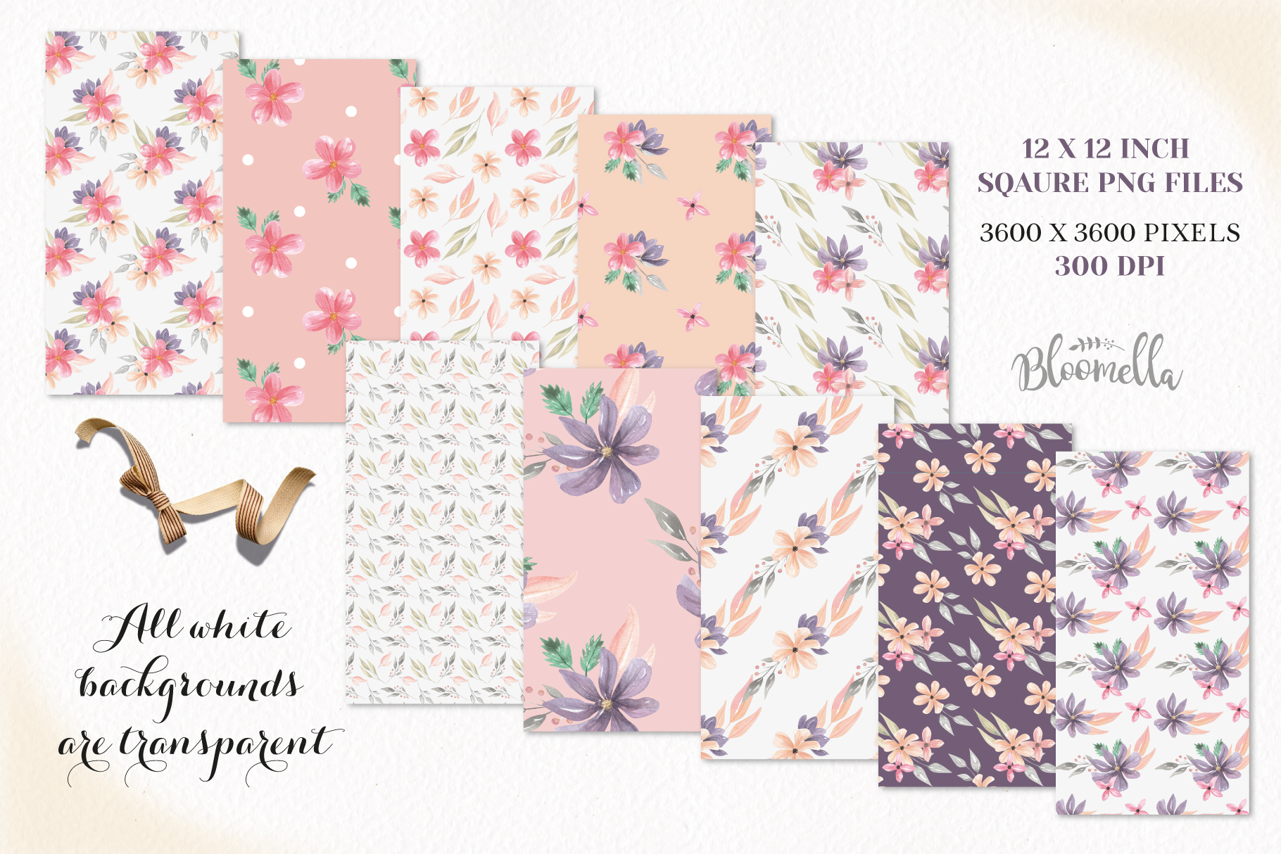 Floral Seamless Patterns Pretty Flower Pink Digital Papers