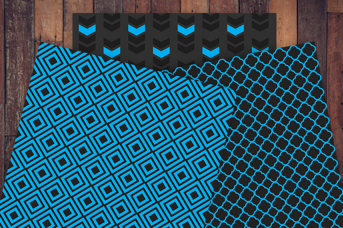 Blue & Black Digital Paper Pack (26711) | Backgrounds | Design Bundles