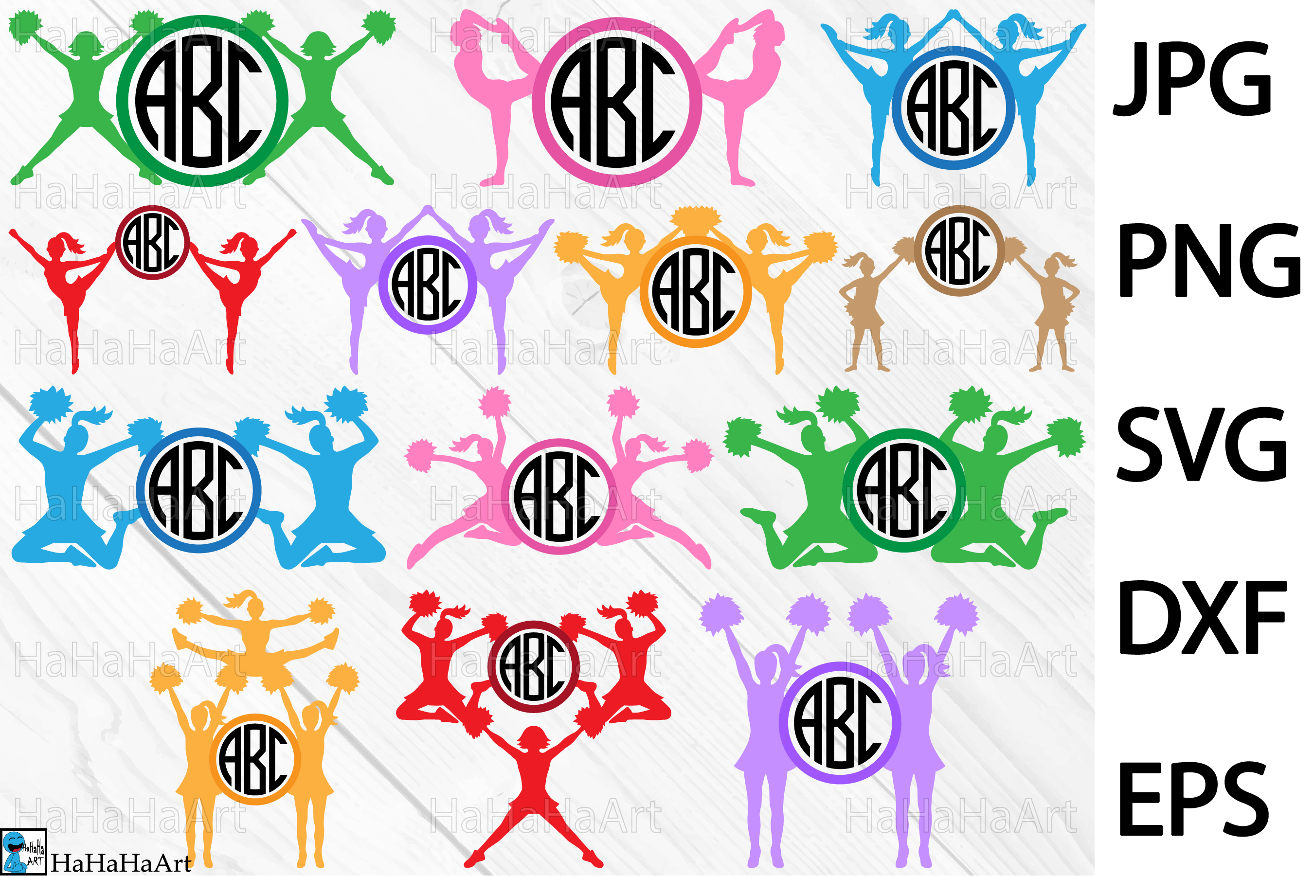 Circle Cheer Monogram Designs - Clip art / Cutting Files 83c