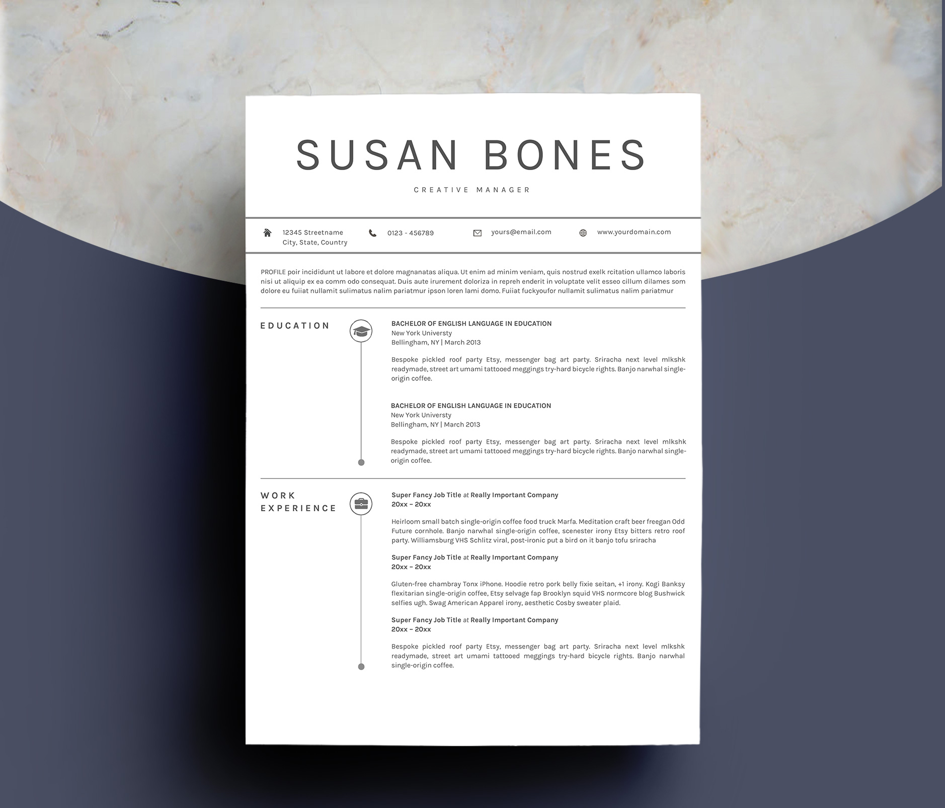 Clean & Simple Resume Template CV Microsoft Word