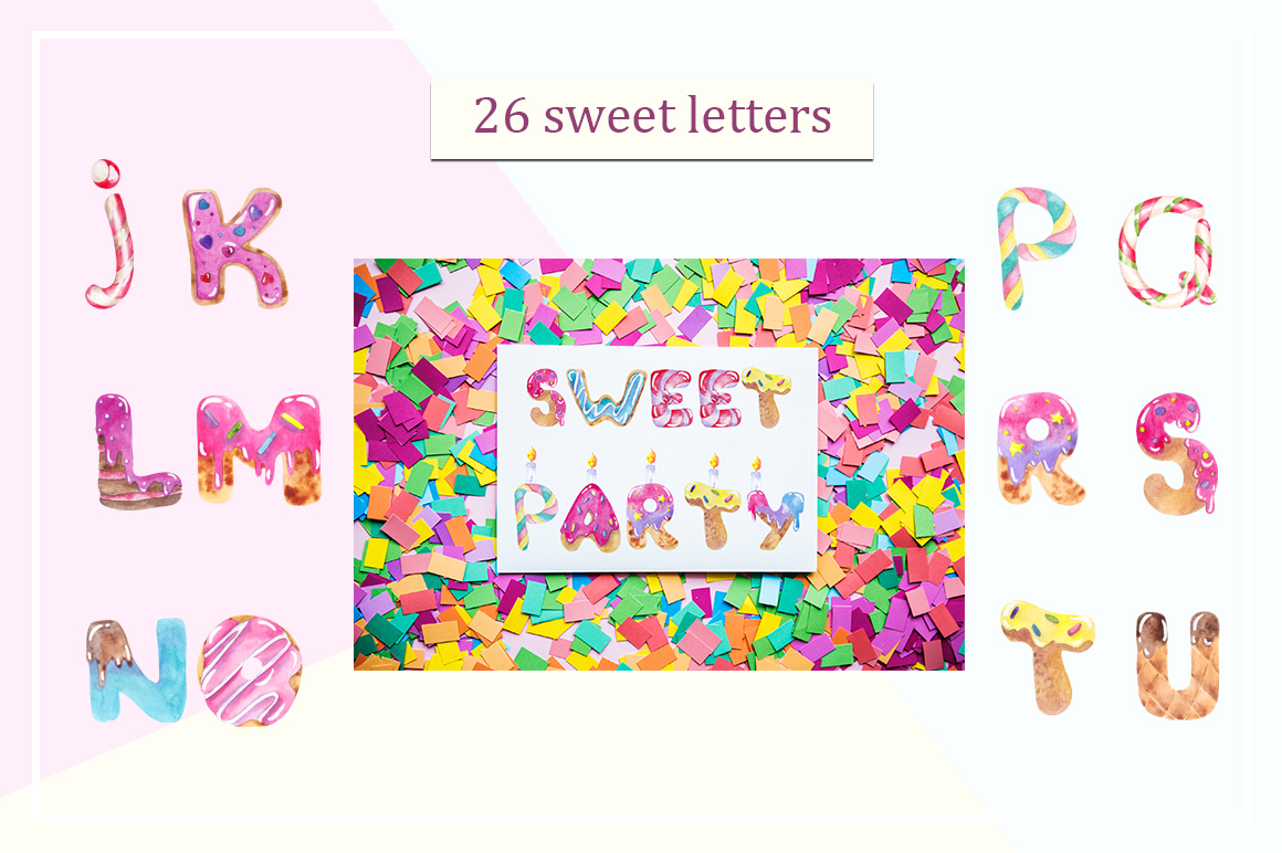 Sweet alphabet. Watercolor letter (195166) | Illustrations | Design Bundles