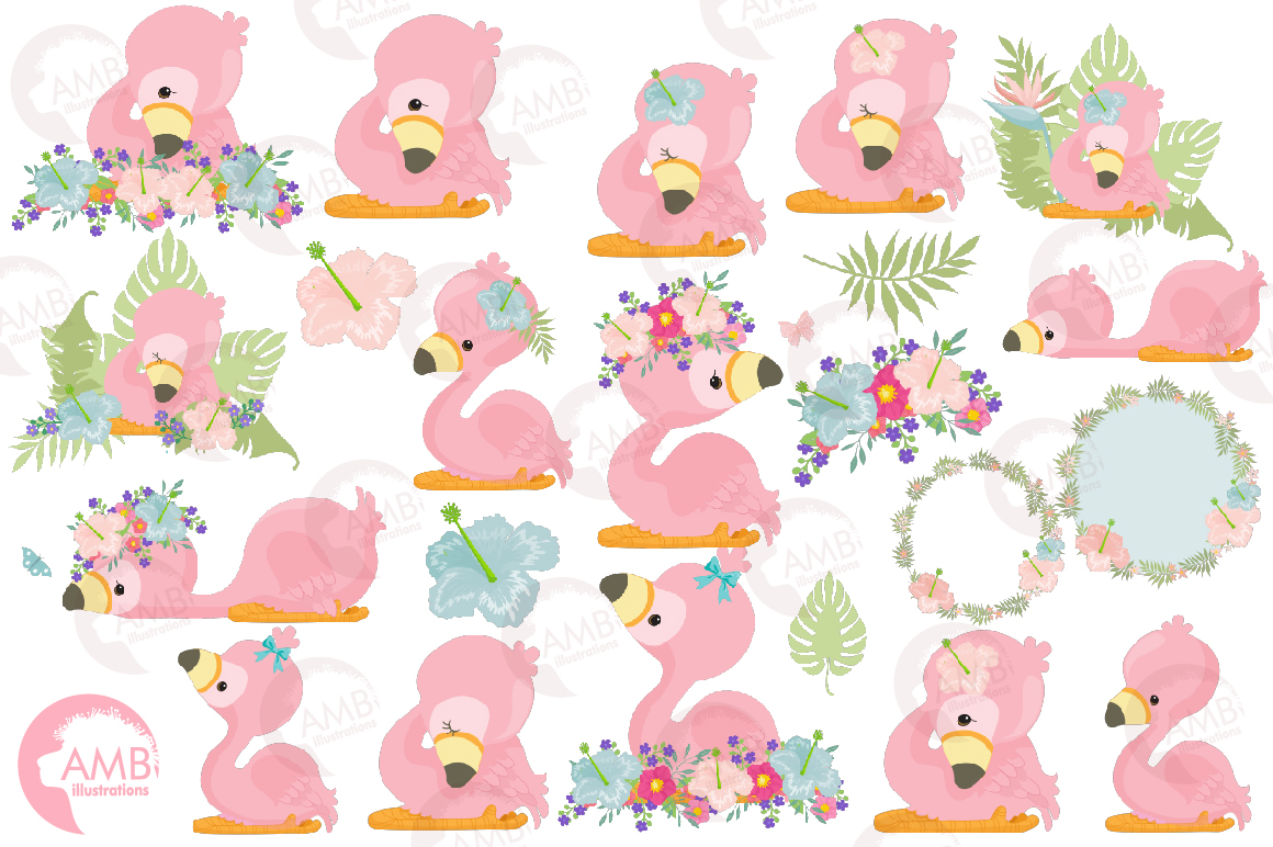 Flamingo clipart, baby flamingo clipart AMB-2470 (138458 ...
