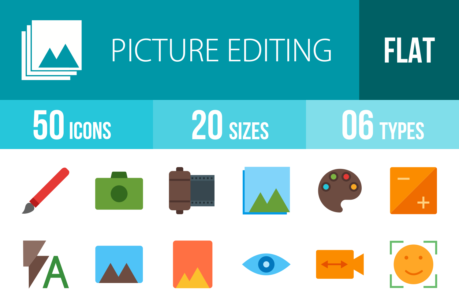 50 Picture Editing Flat Multicolor Icons (47683) | Icons | Design Bundles