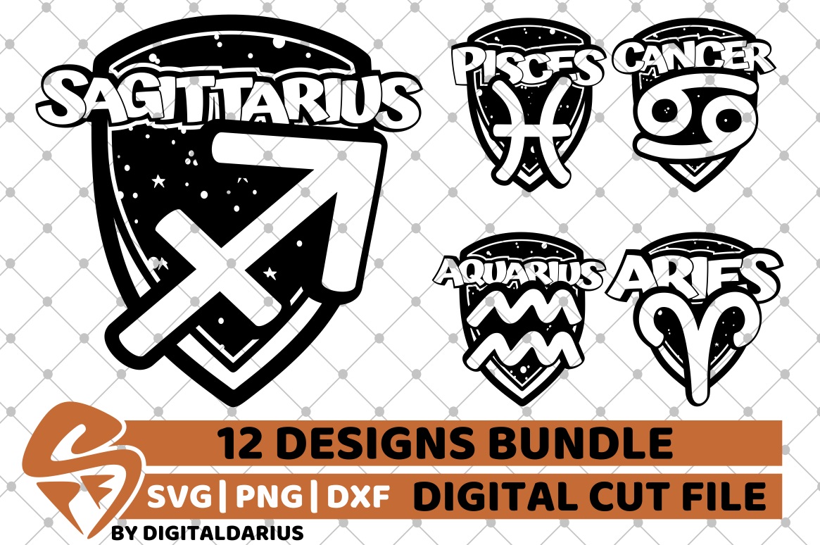 12x Zodiac Sign Bundle svg, Astrology svg, Mascot vector (435218 ...