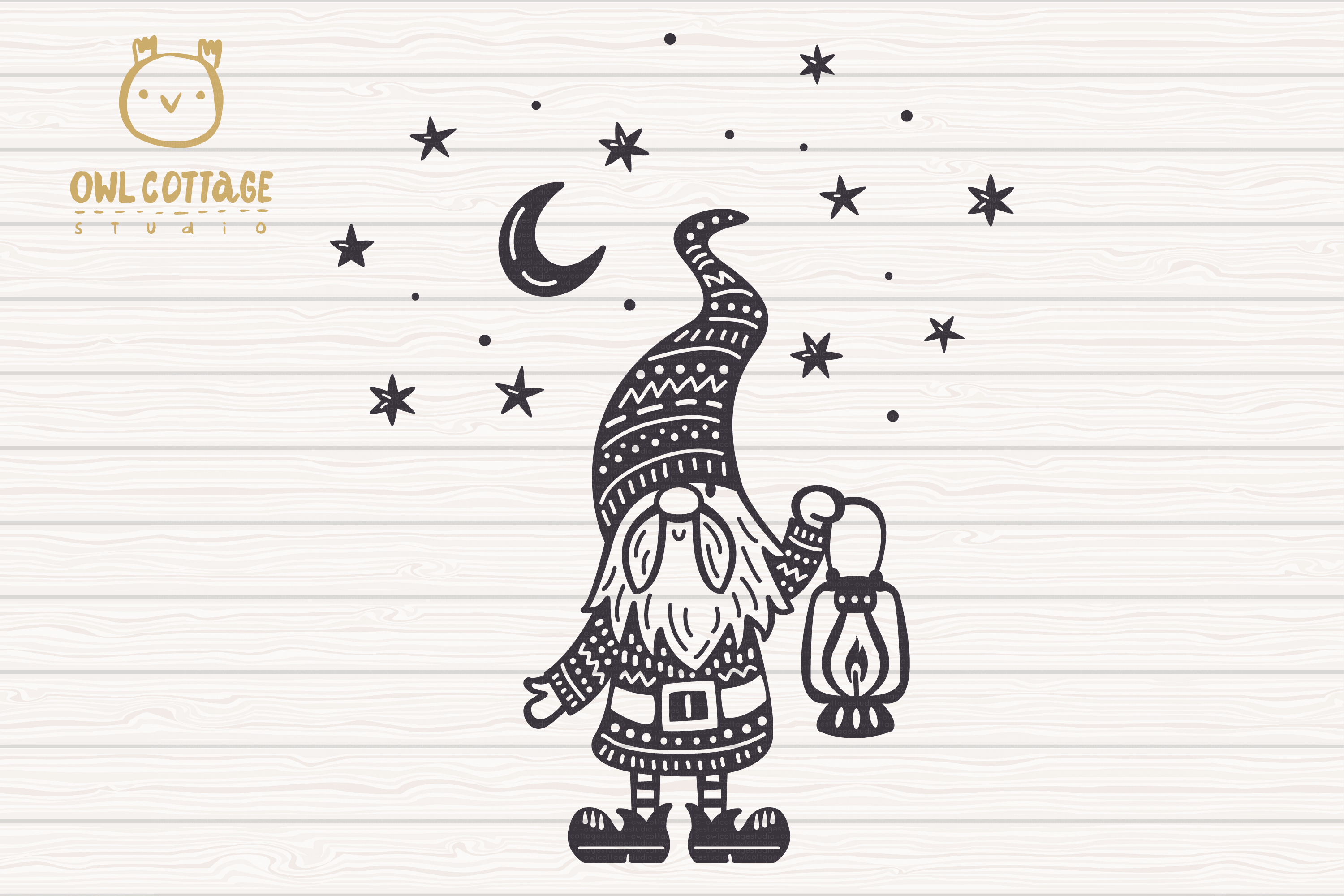 Scandinavian Gnomes SVG, Good Night Gnome with Lantern, Tomt