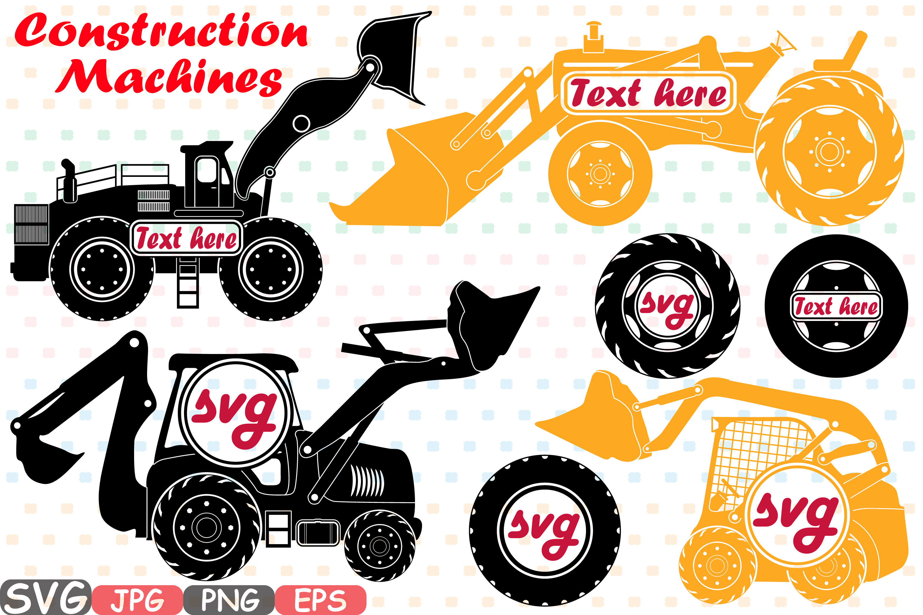 Construction Cars Excavator stickers builders Clipart -604S (68617 ...