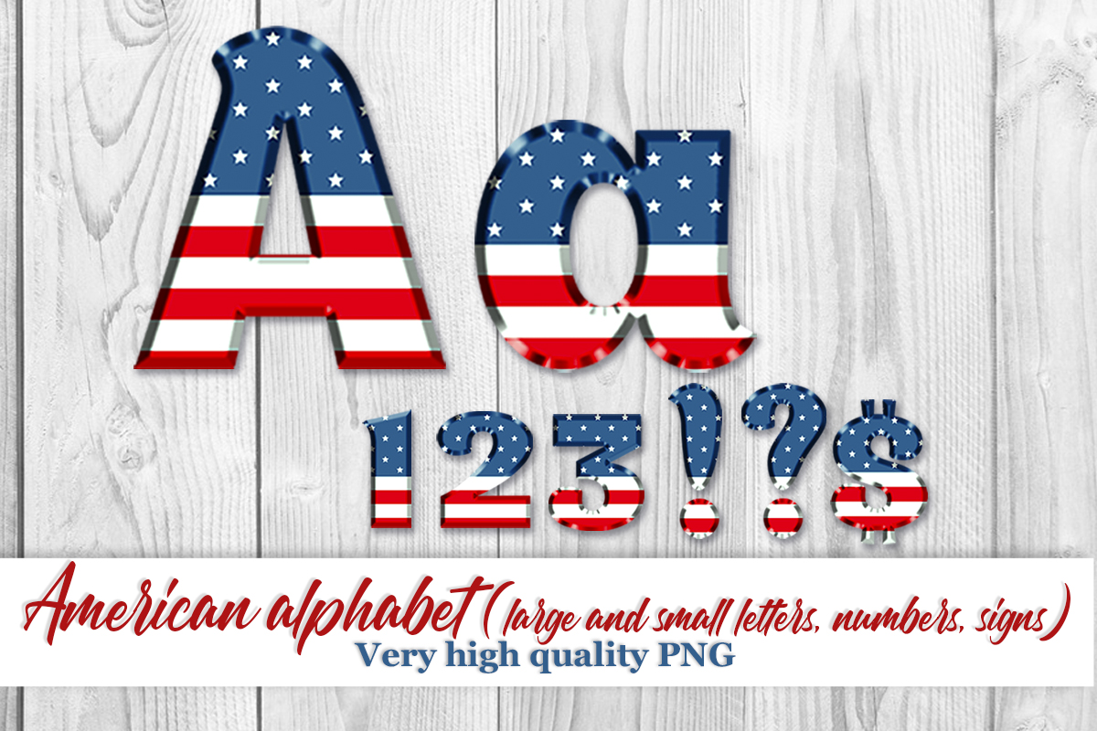 American Flag alphabet clipart Digital alphabet
