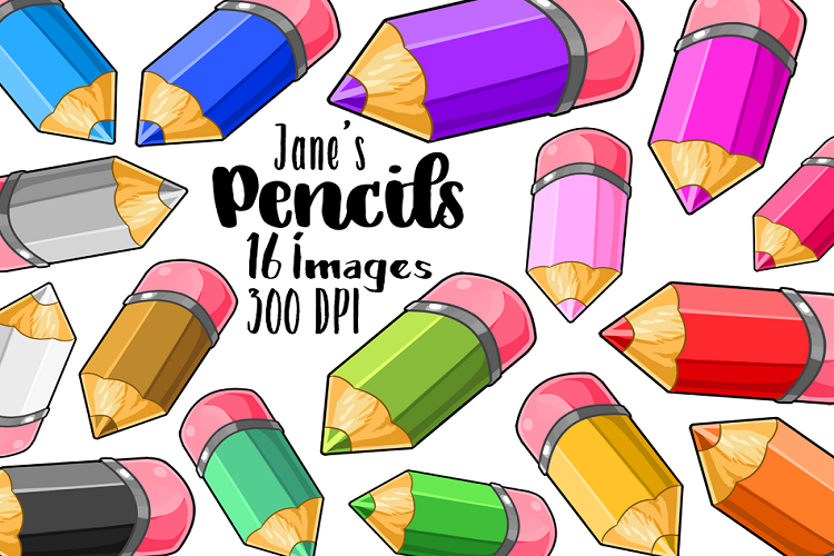 Kawaii Pencil Clipart (127170) | Illustrations | Design Bundles