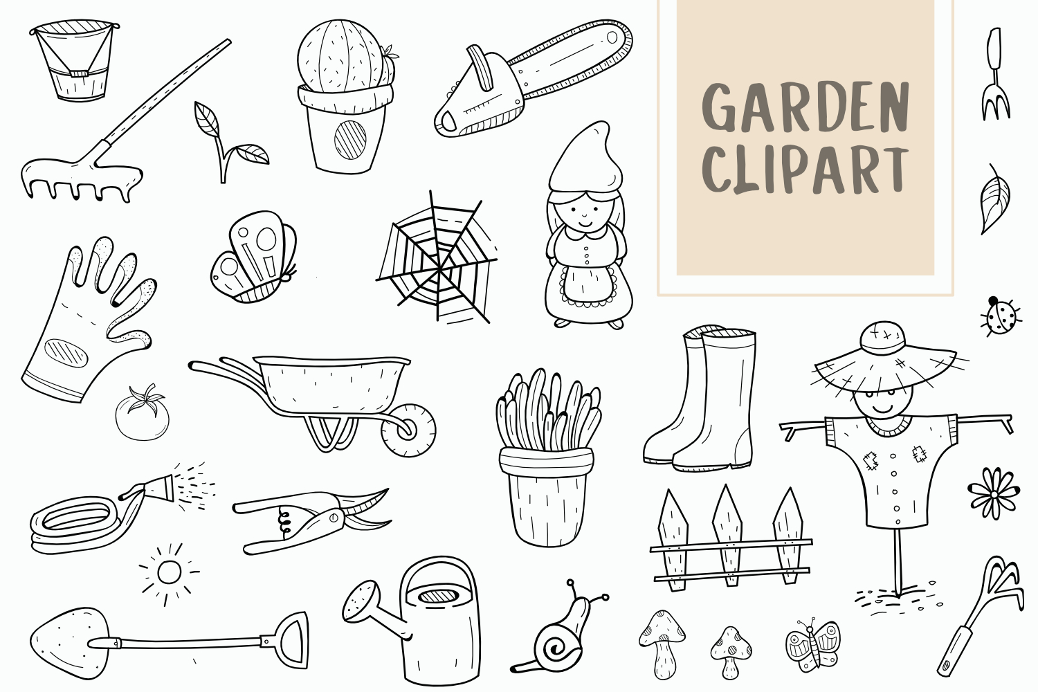 Garden Doodle Icon Set in Simple Style (281396) | Illustrations ...