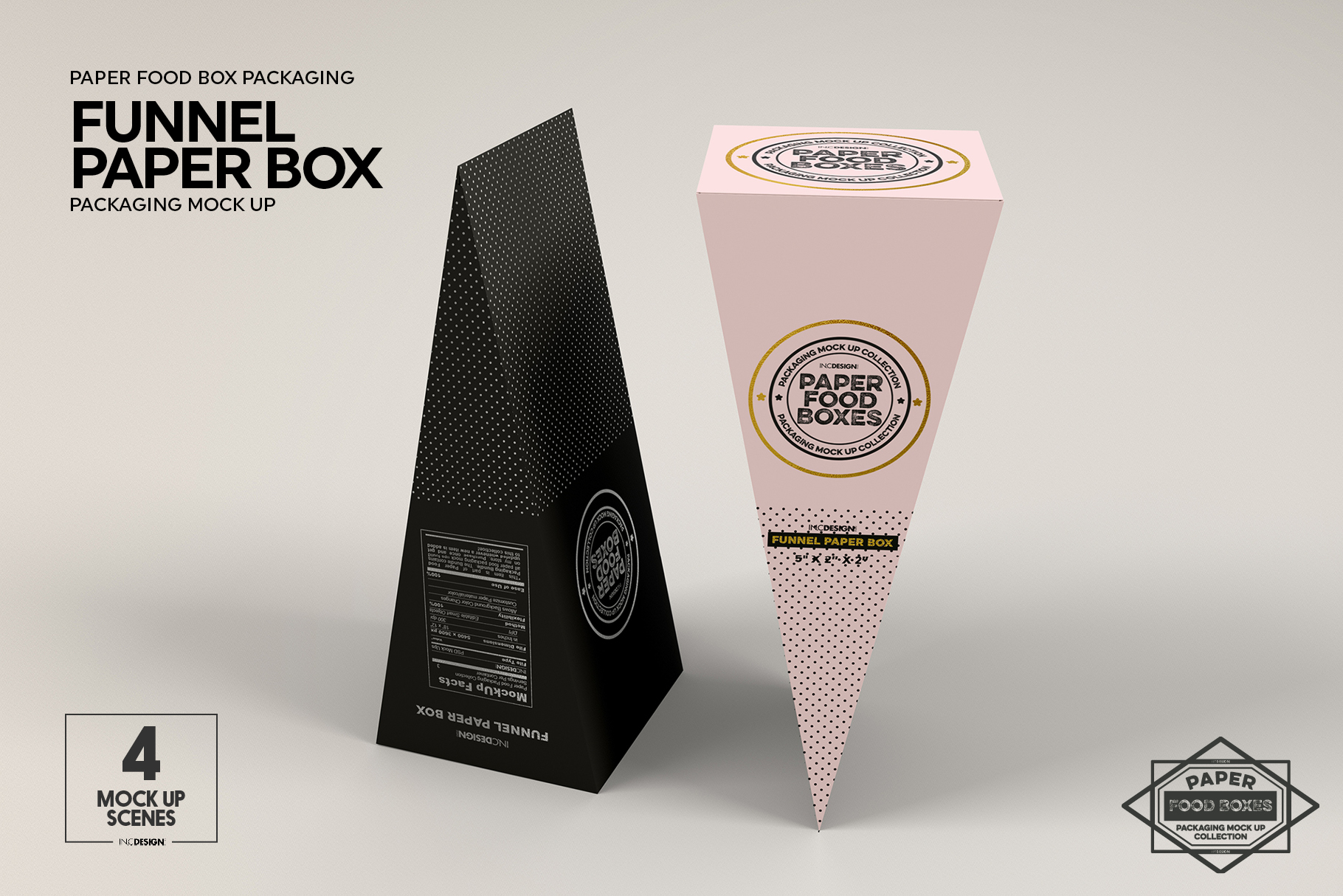 Funnel Paper Box Packaging Mockup