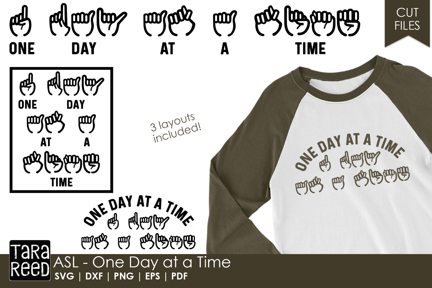 ASL - One Day at a Time - Sign Language SVG & Cut Files