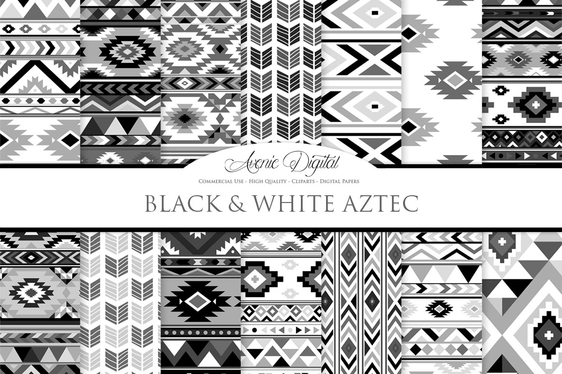 Black and White Boho Seamless Pattern
