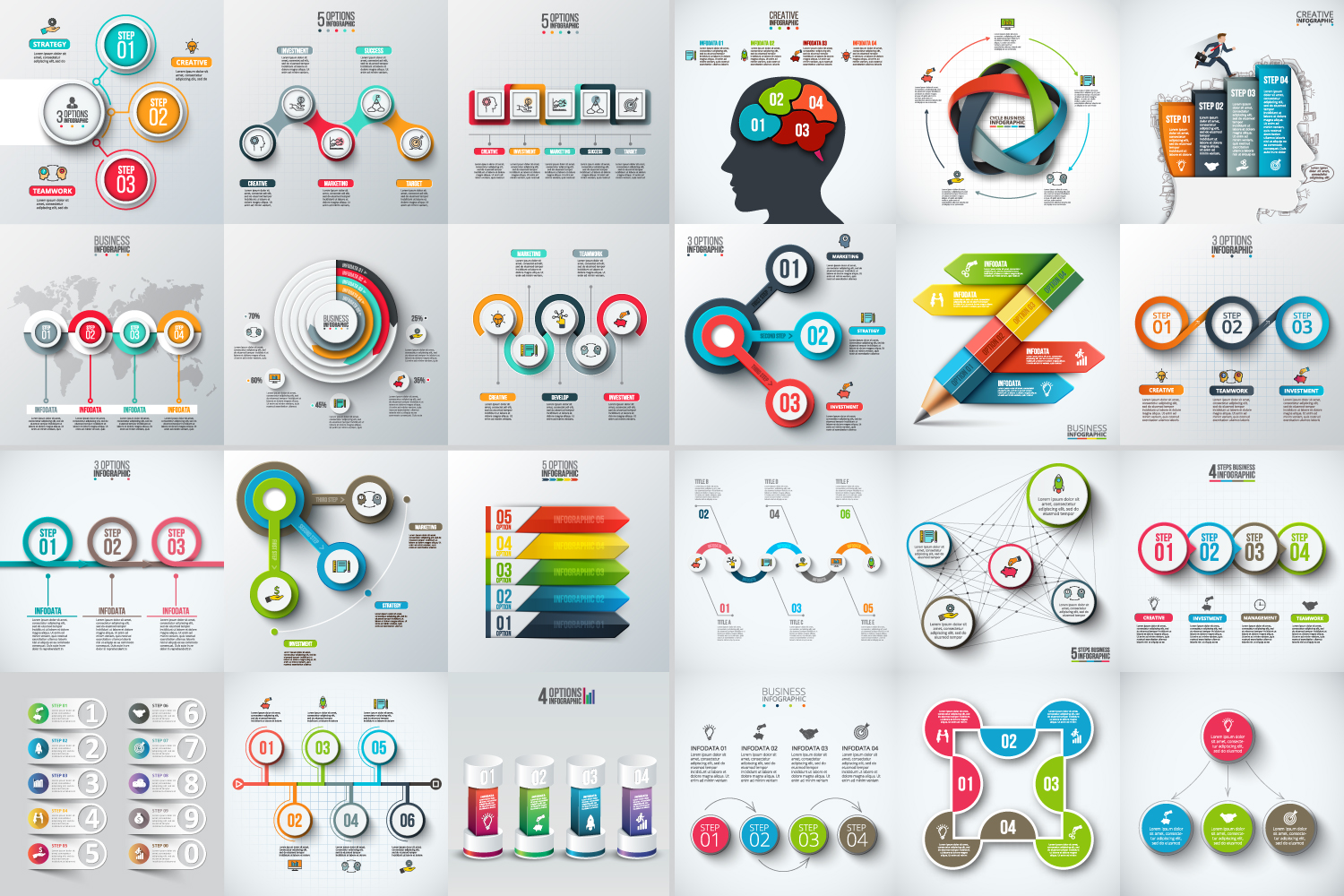 Creative infographics templates (27834) | Infographics | Design Bundles