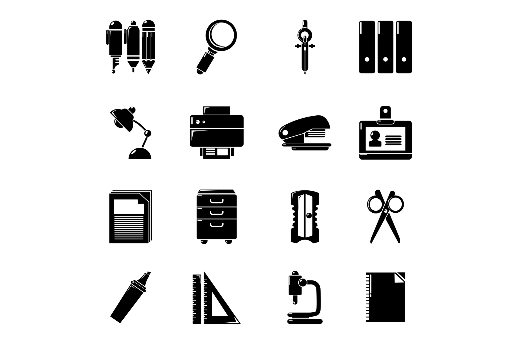 Stationery icons set, simple style