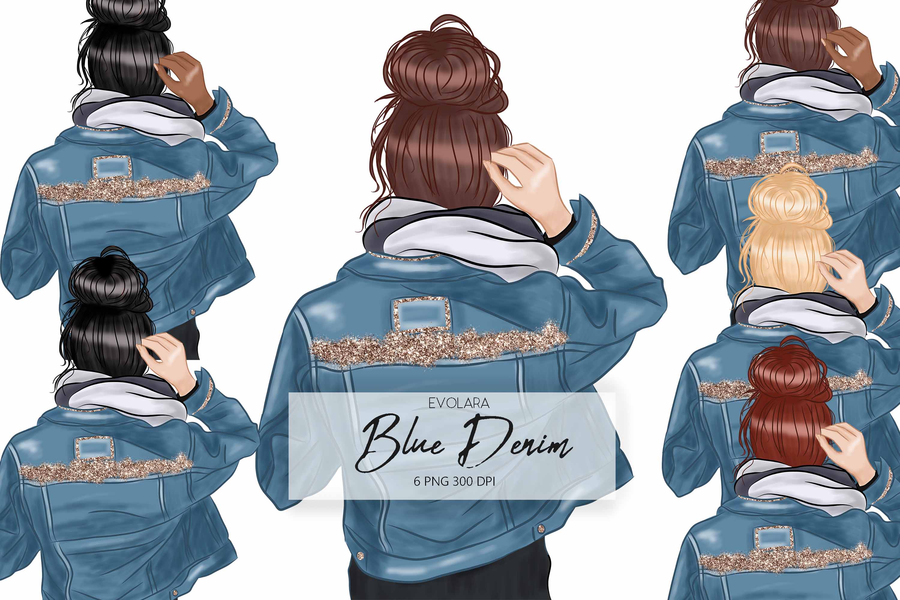 Fashion Girl Clipart Blue Denim Jacket Denim Clipart Planner